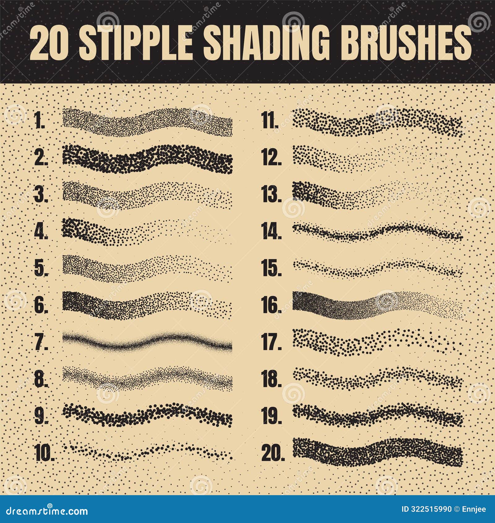 Stipple Scatter Brush, Ink Drawing And Texturing. Fading Gradient ...