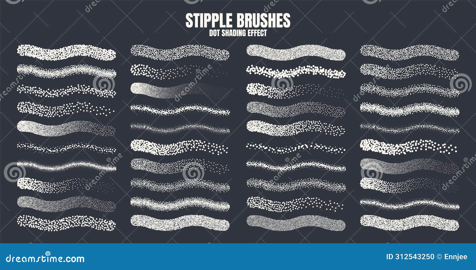 Stipple Scatter Brush, Ink Drawing and Texturing. Fading Gradient Stock ...