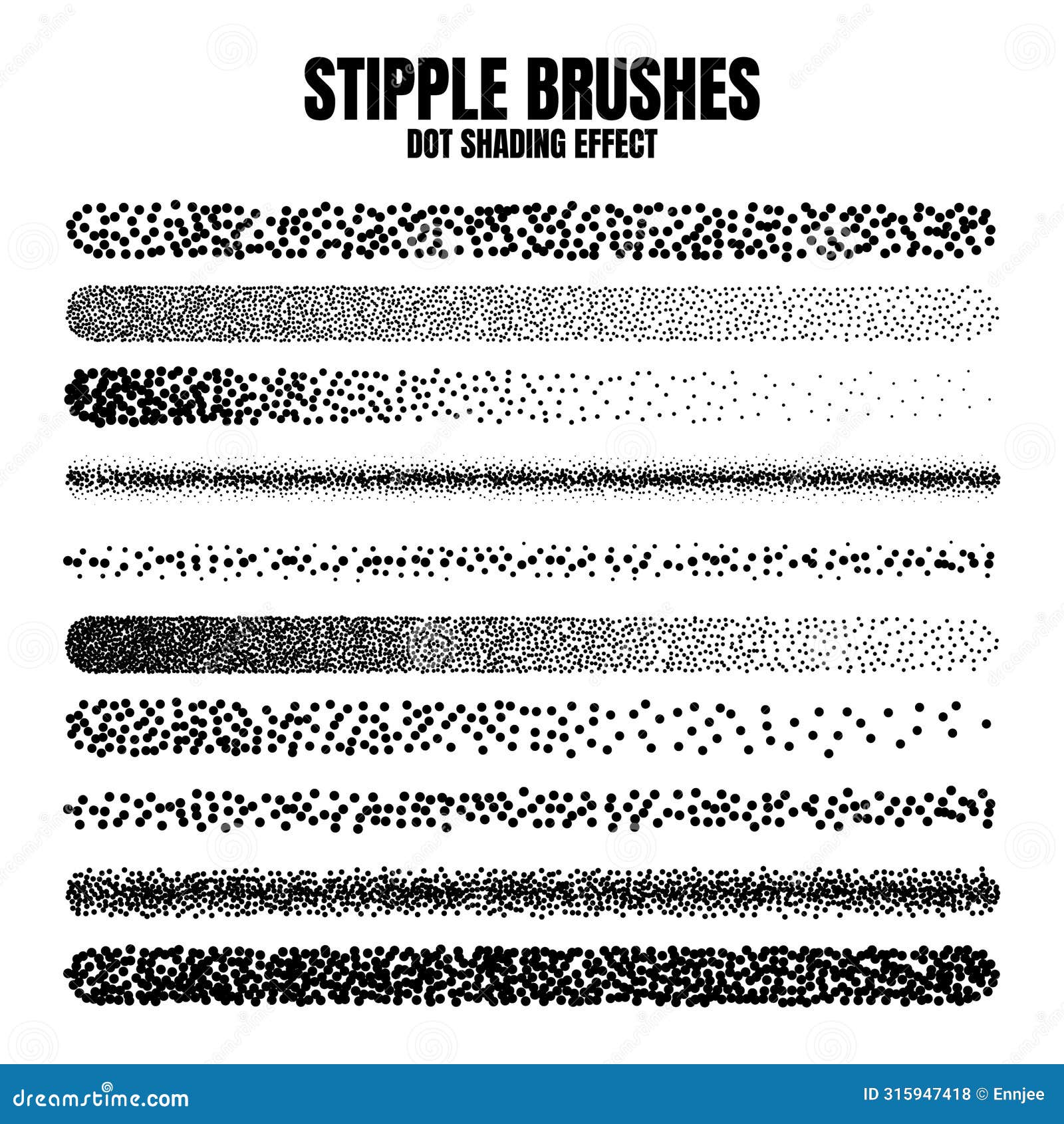Stipple Scatter Brush, Ink Drawing And Texturing. Fading Gradient ...