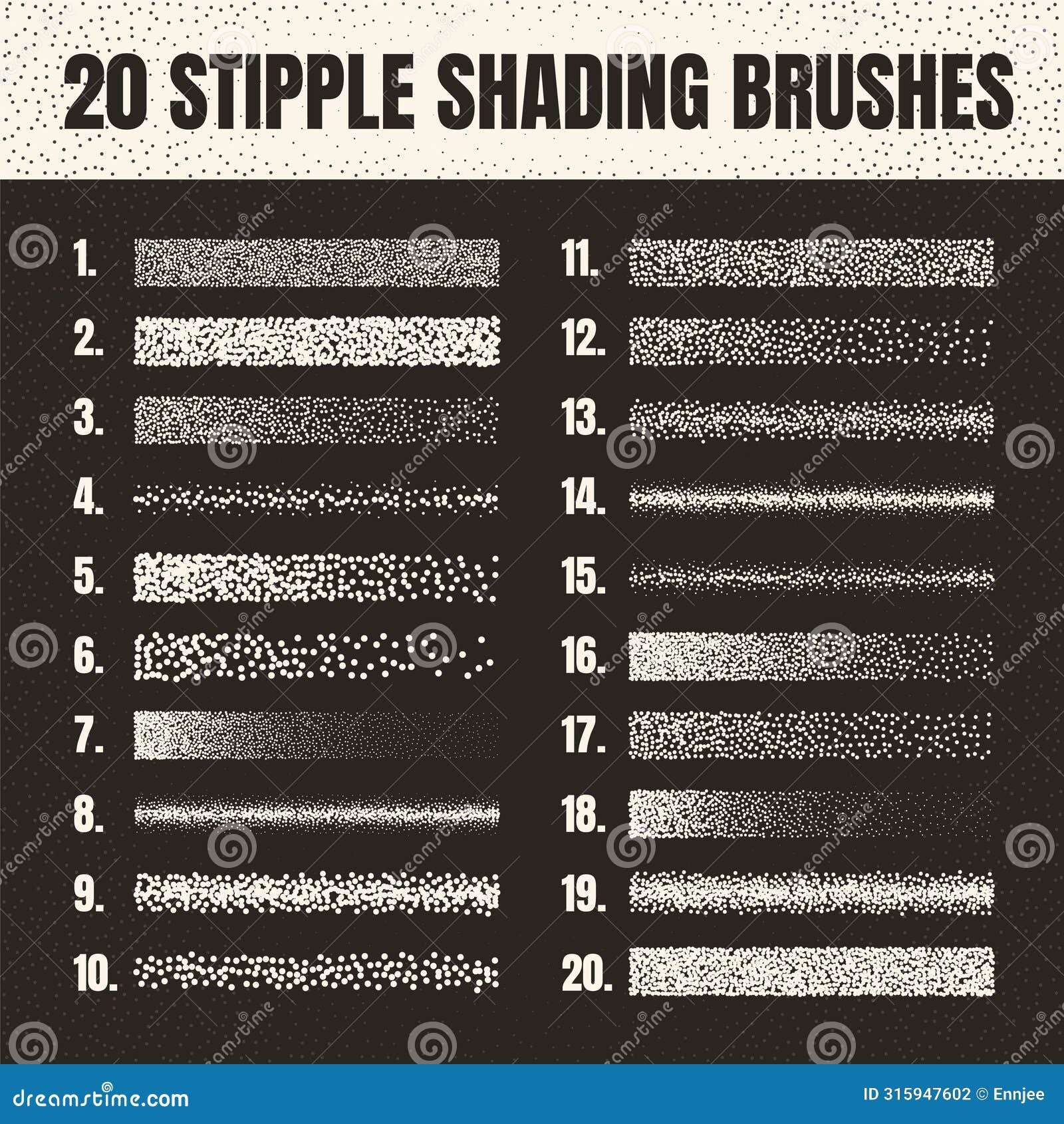 Stipple Scatter Brush, Ink Drawing and Texturing. Fading Gradient Stock ...