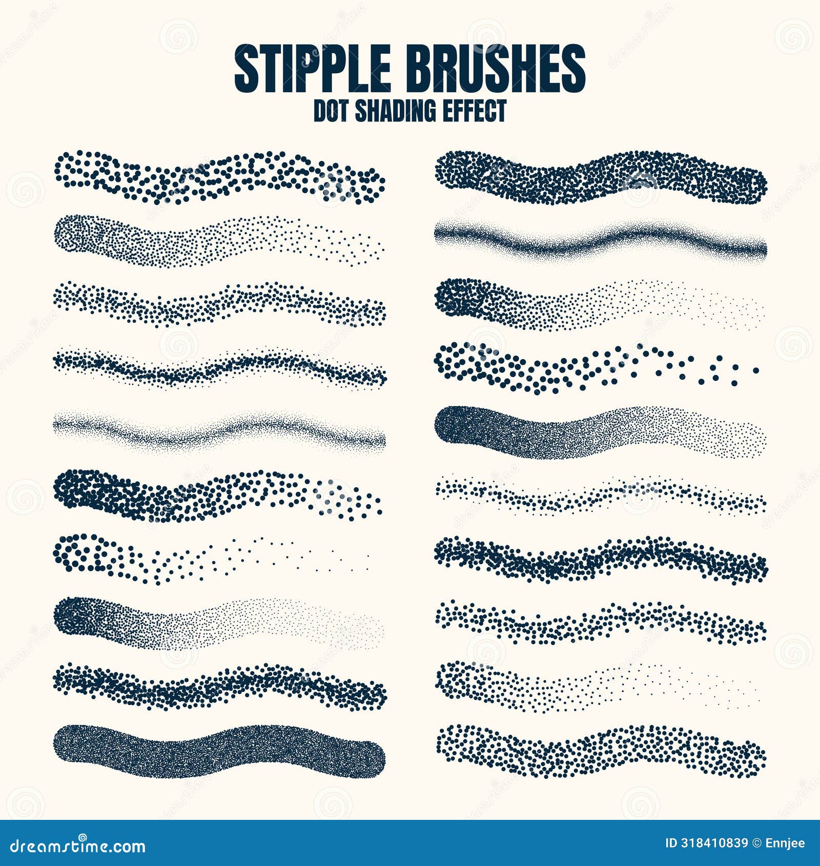 Stipple Scatter Brush, Ink Drawing and Texturing. Fading Gradient Stock ...