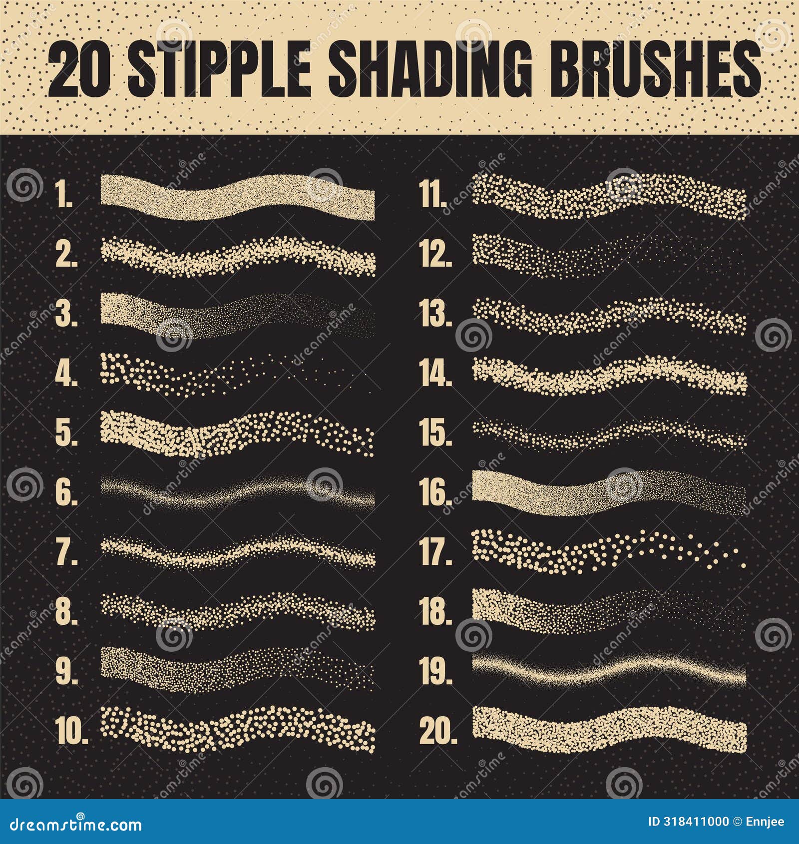 Stipple Scatter Brush, Ink Drawing And Texturing. Fading Gradient ...