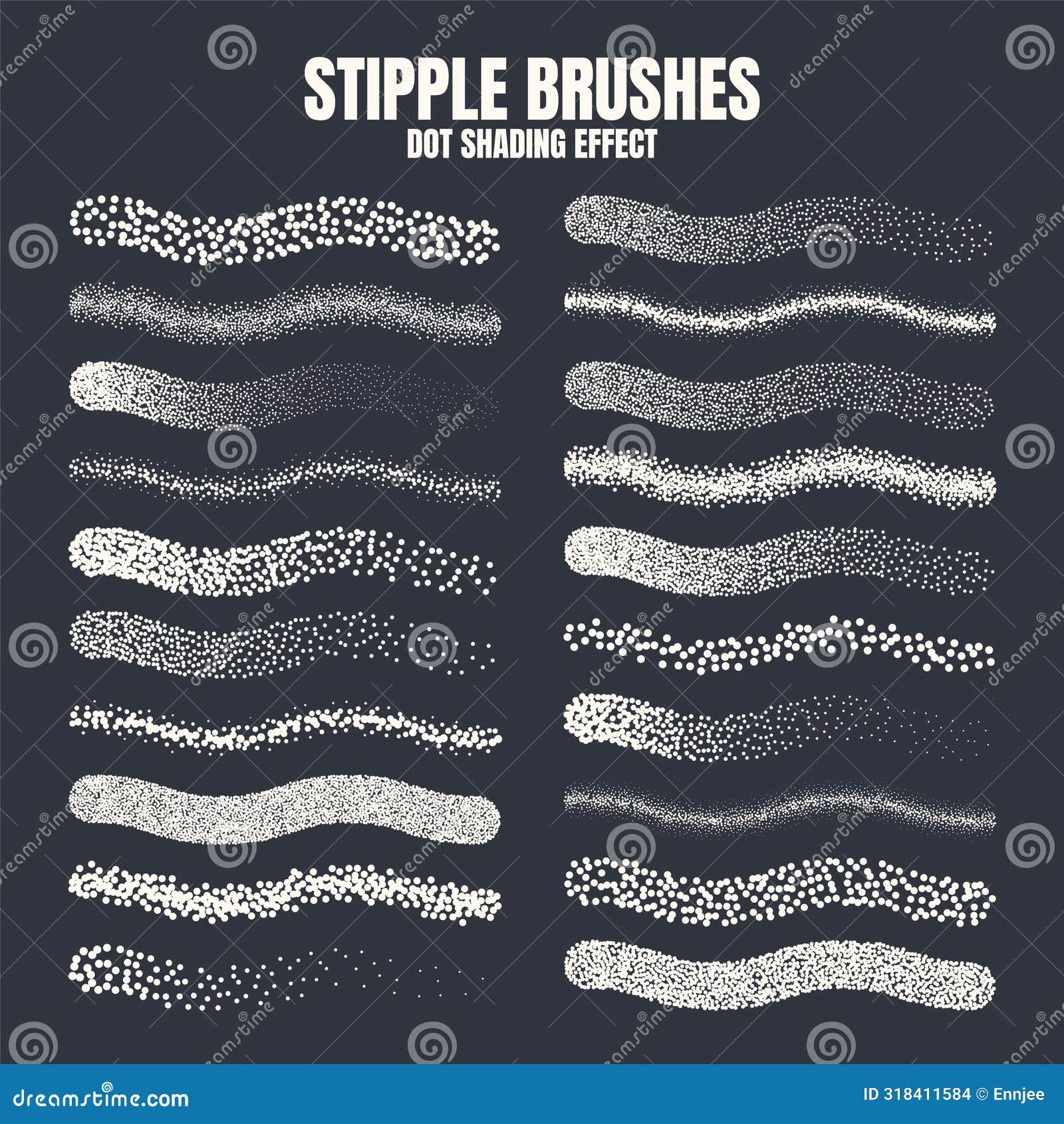 Stipple Scatter Brush, Ink Drawing and Texturing. Fading Gradient Stock ...