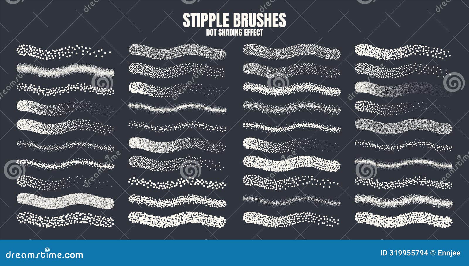 Stipple Scatter Brush, Ink Drawing and Texturing. Fading Gradient Stock ...