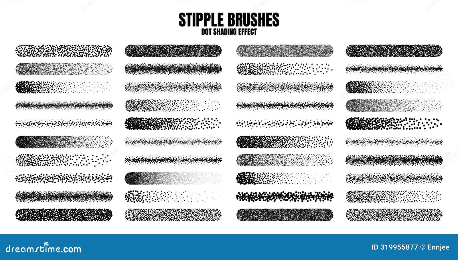 Stipple Scatter Brush, Ink Drawing and Texturing. Fading Gradient Stock ...