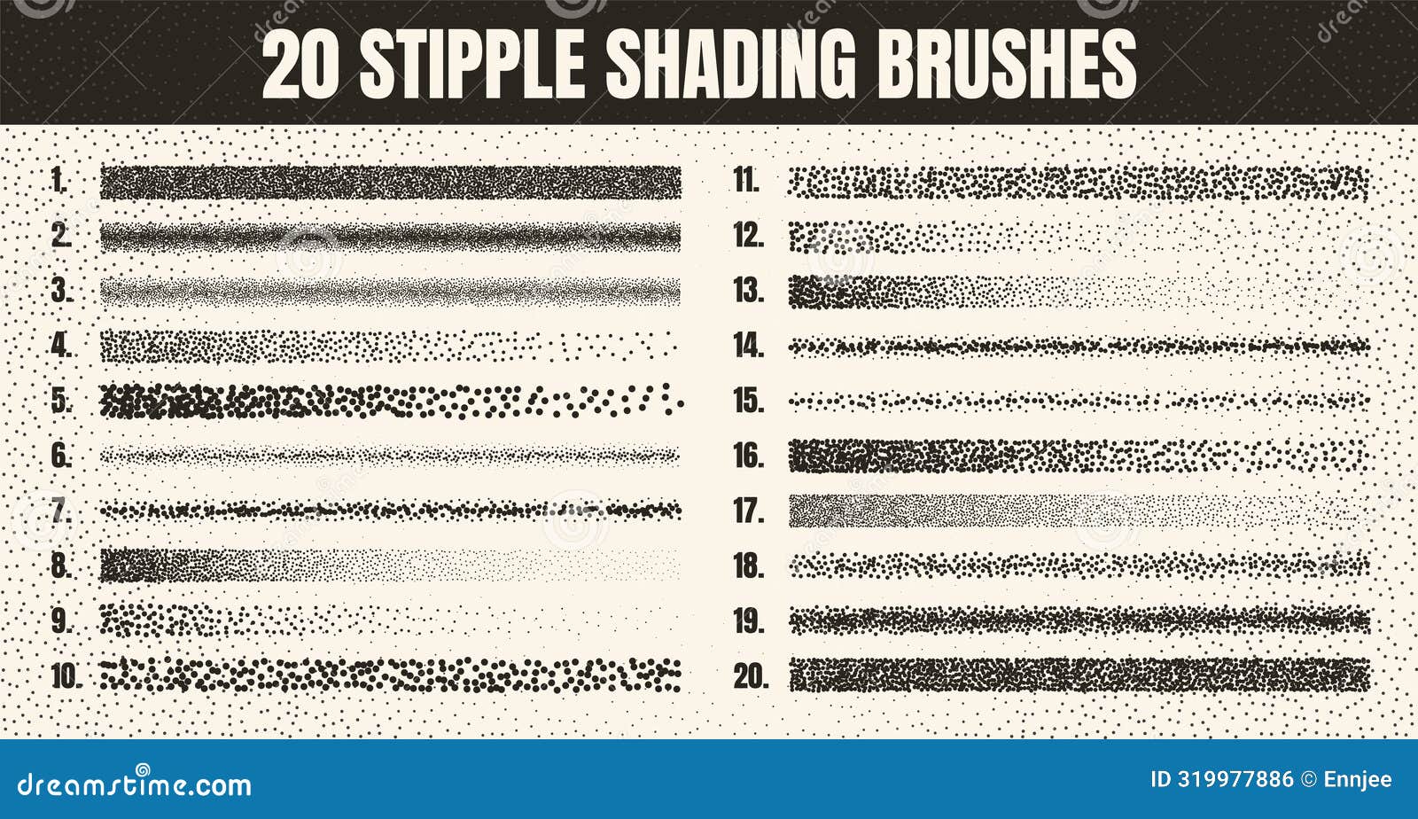 Stipple Scatter Brush, Ink Drawing and Texturing. Fading Gradient Stock ...