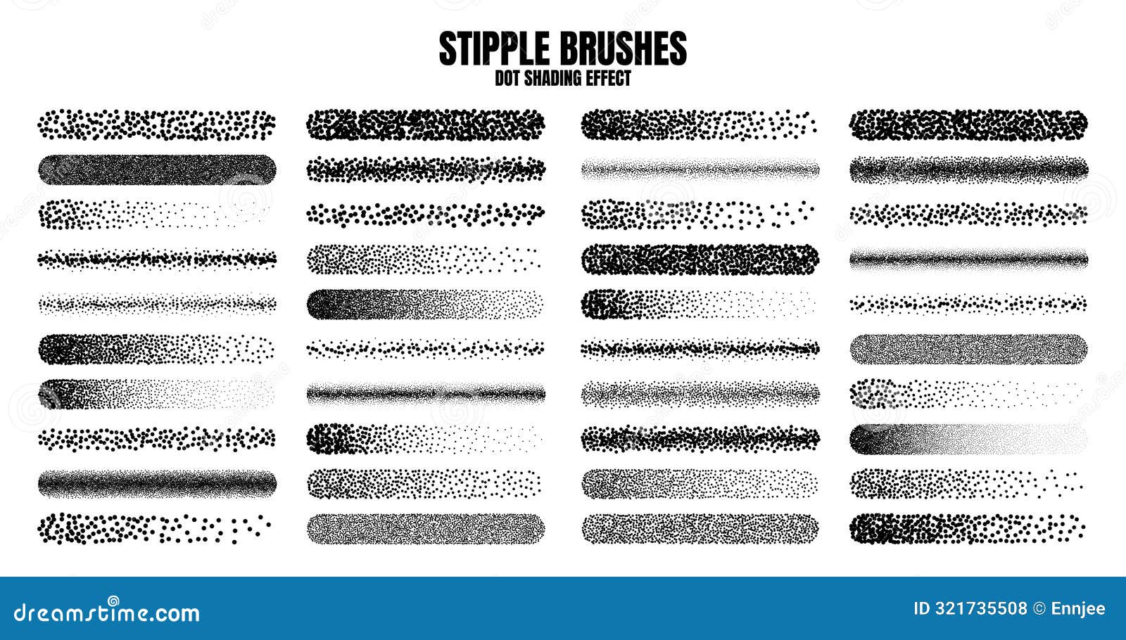 Stipple Scatter Brush, Ink Drawing and Texturing. Fading Gradient Stock ...