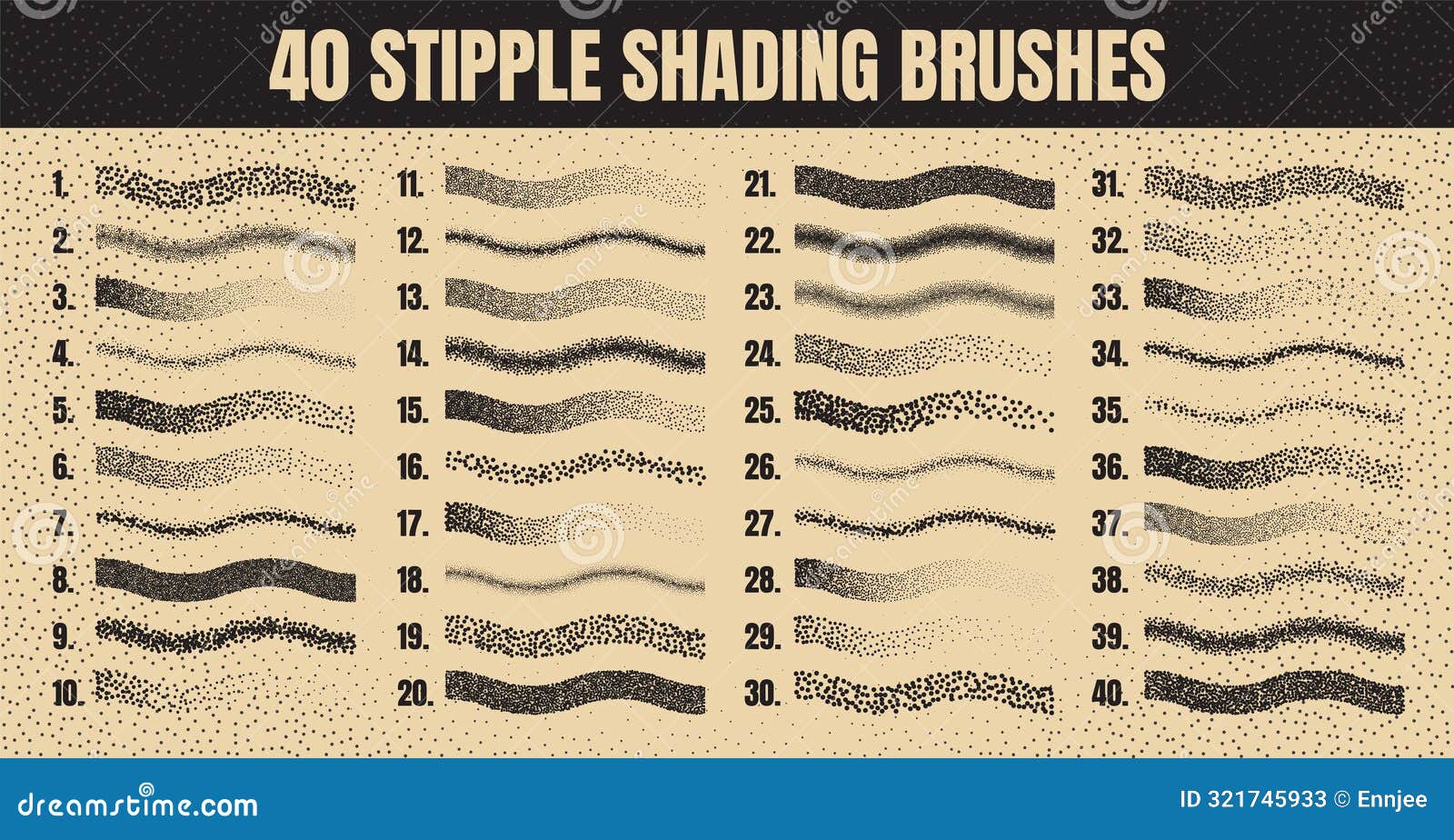 Stipple Scatter Brush, Ink Drawing And Texturing. Fading Gradient ...