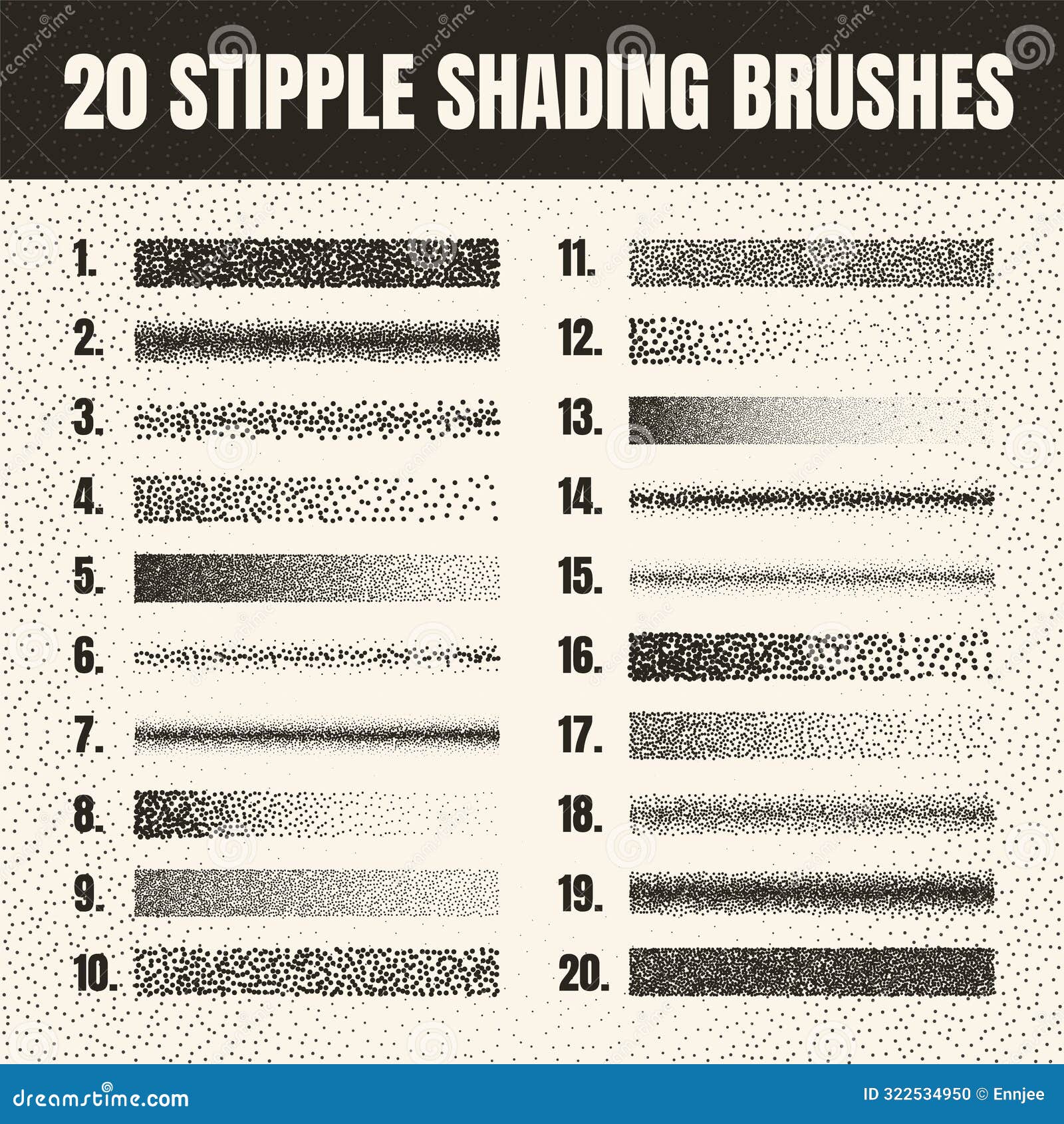 Stipple Scatter Brush, Ink Drawing And Texturing. Fading Gradient ...