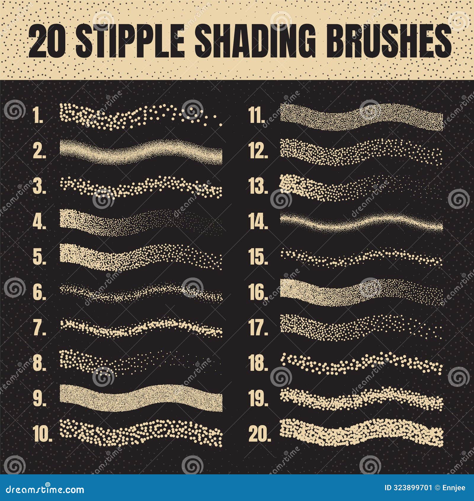 Stipple Scatter Brush, Ink Drawing and Texturing. Fading Gradient Stock ...