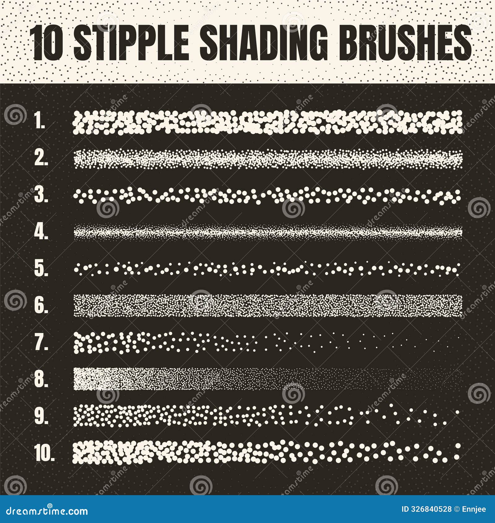 Stipple Scatter Brush, Ink Drawing and Texturing. Fading Gradient Stock ...