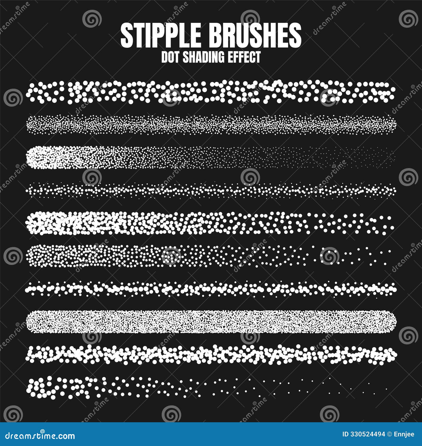 Stipple Scatter Brush, Ink Drawing and Texturing. Fading Gradient Stock ...