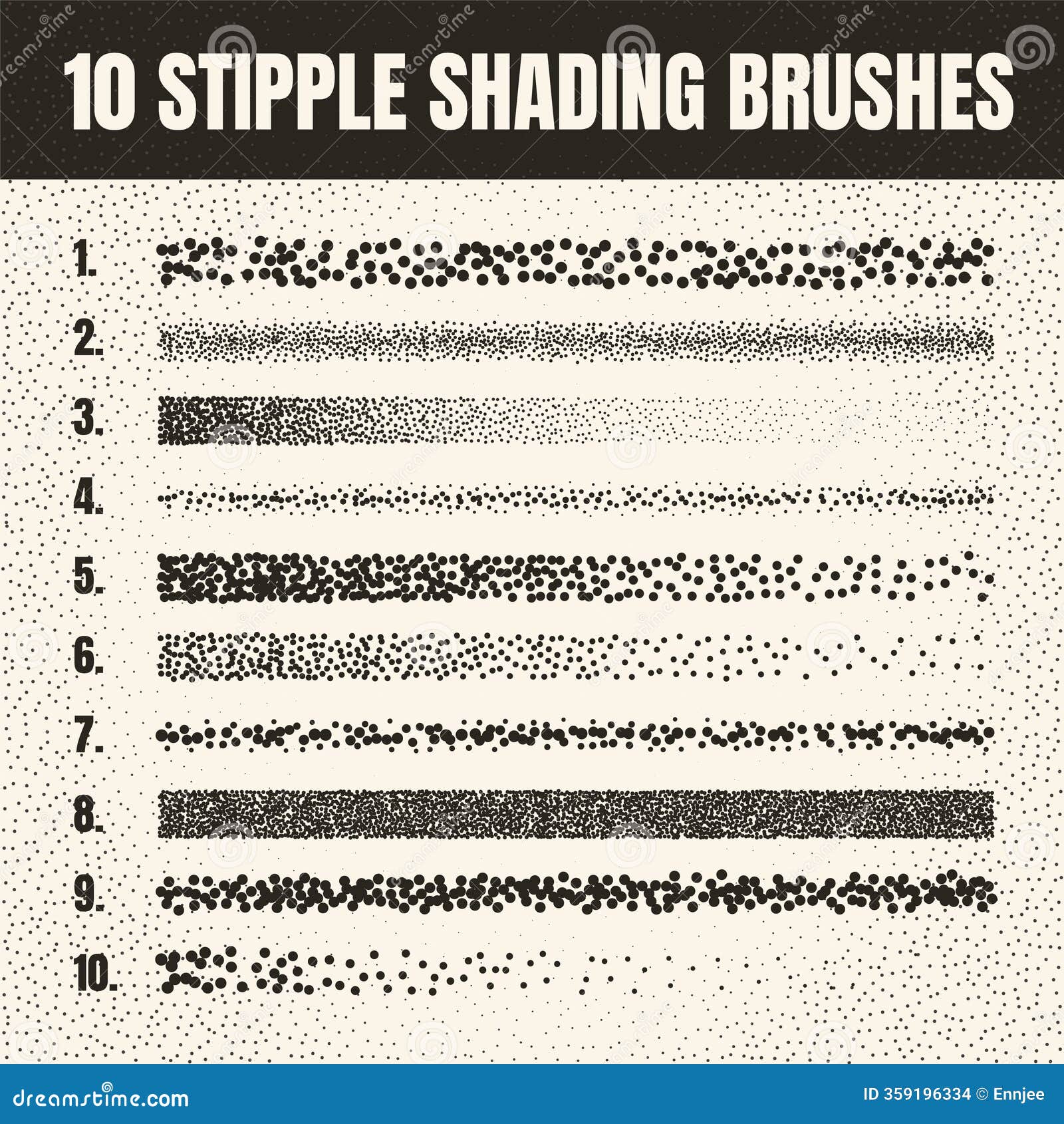 Stipple Scatter Brush, Ink Drawing And Texturing. Fading Gradient ...