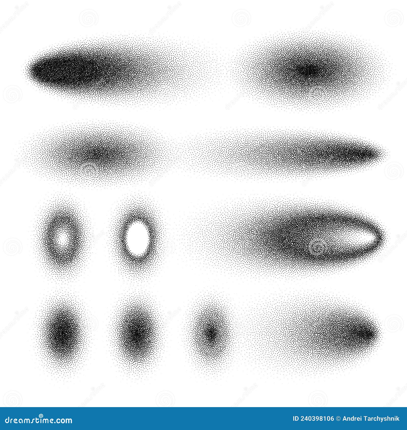 Stipple Shadows Set, Dotted Design Elements. Fading Gradient. Stippling ...