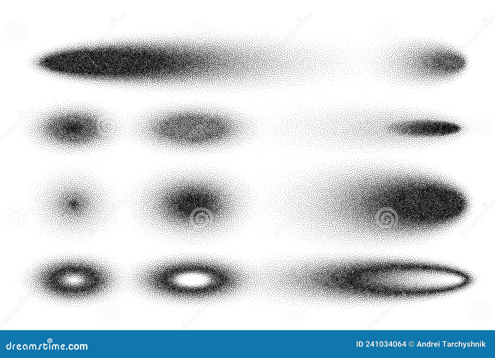 Stipple Shadows Set, Dotted Design Elements. Fading Gradient. Stippling ...