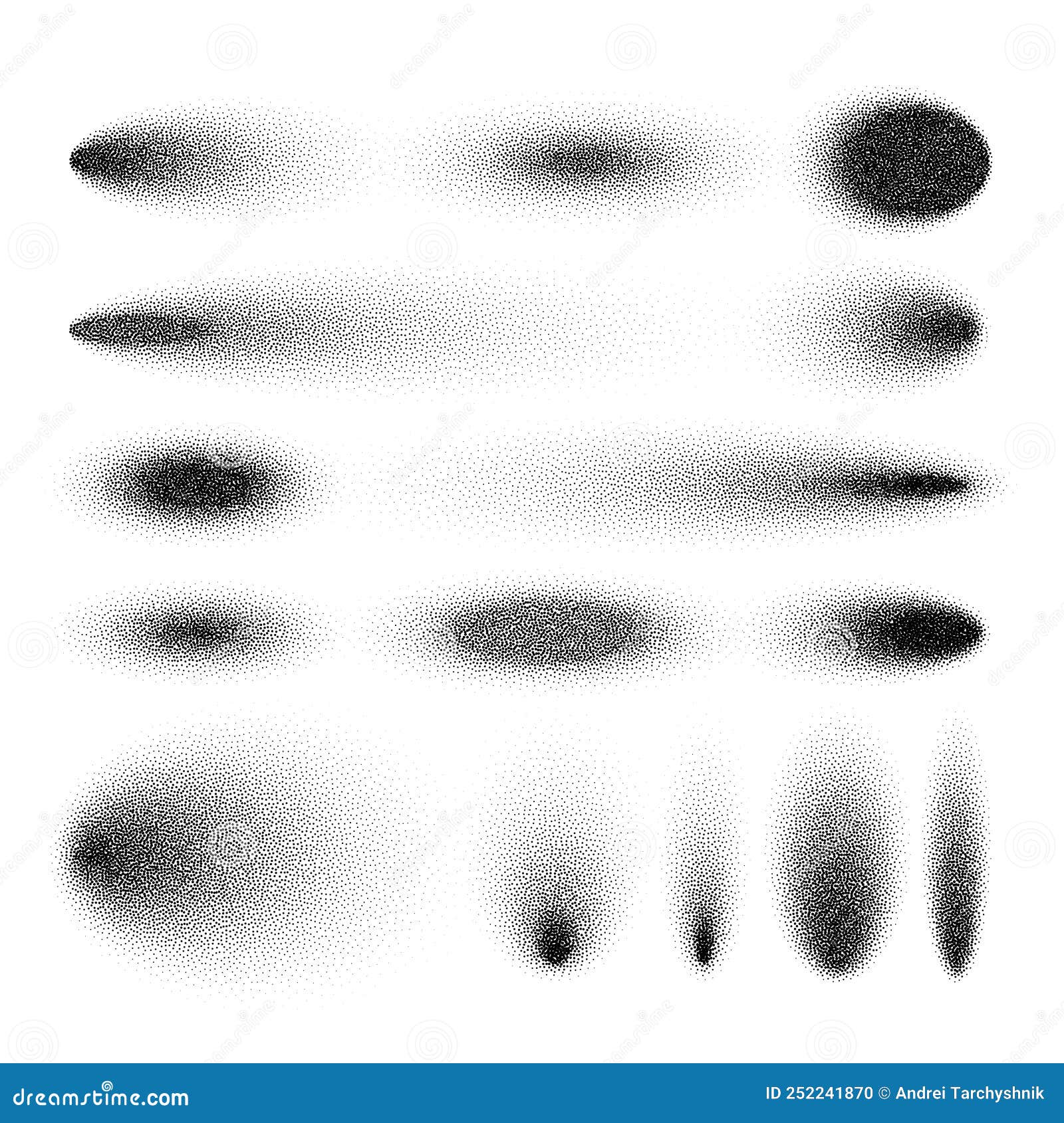 Stipple Shadows Set, Dotted Design Elements. Fading Gradient. Stippling ...