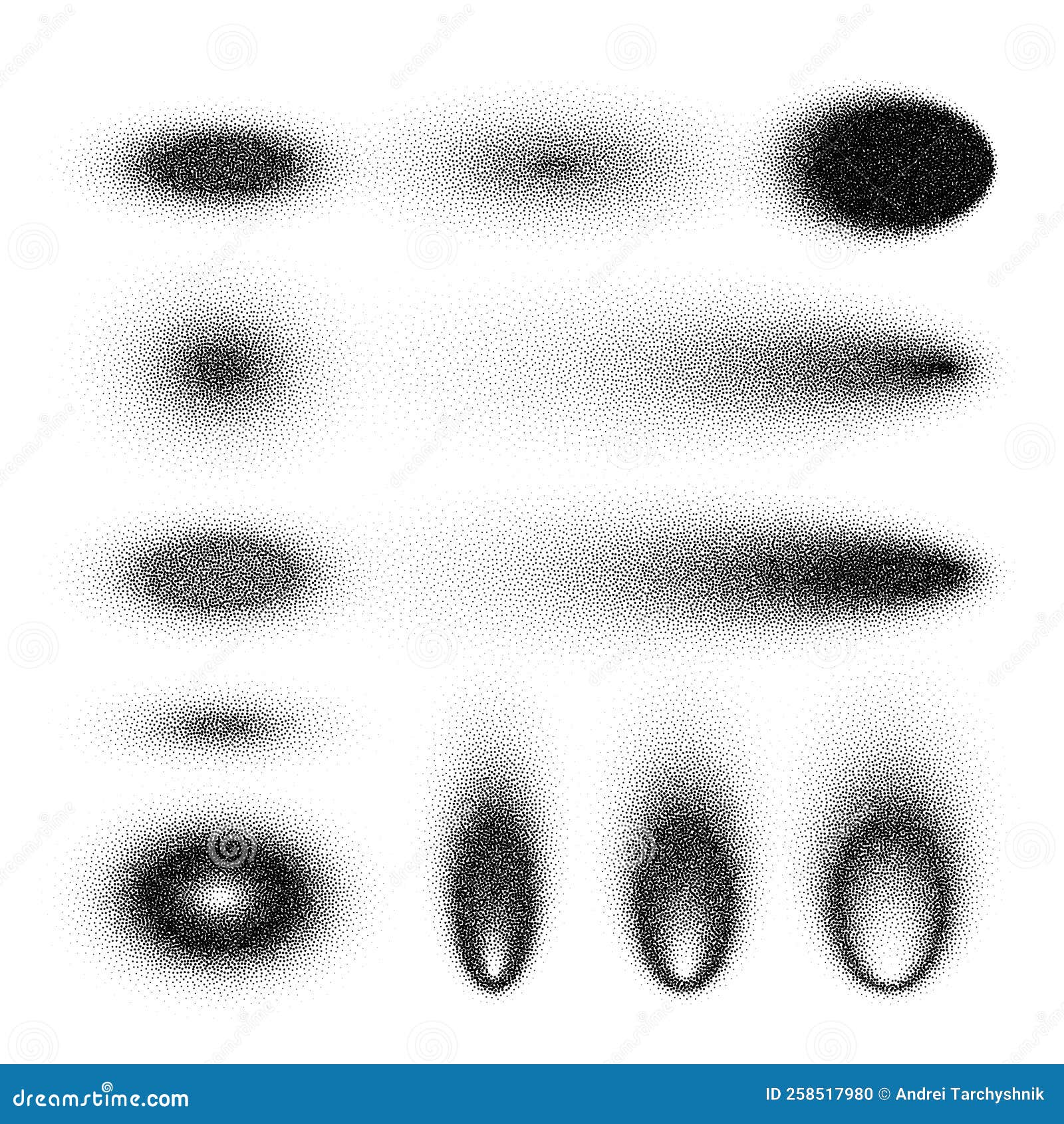 Stipple Shadows Set, Vintage Dotted Design Elements. Fading Gradient ...