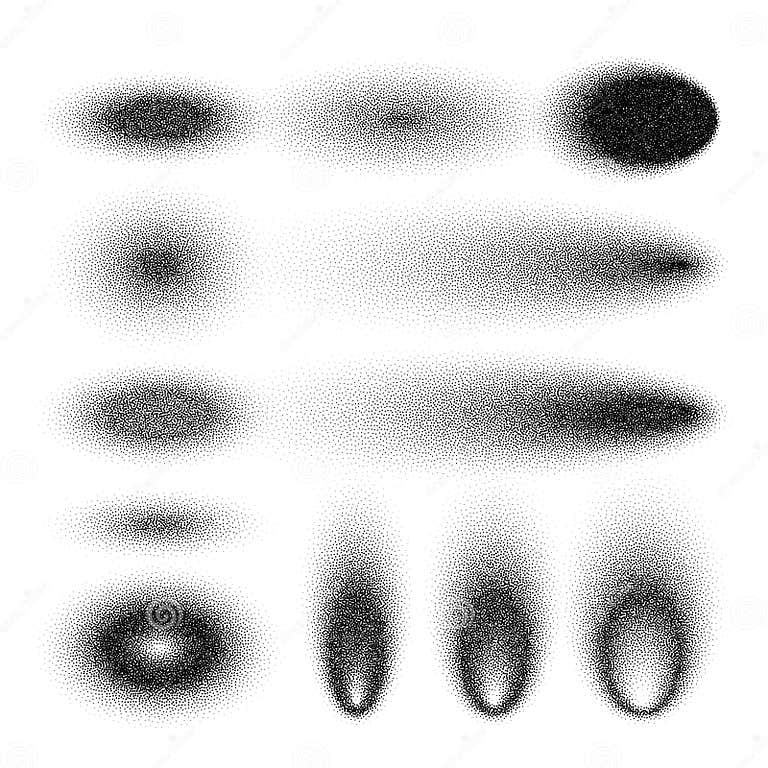 Stipple Shadows Set, Dotted Design Elements. Fading Gradient. Stippling ...