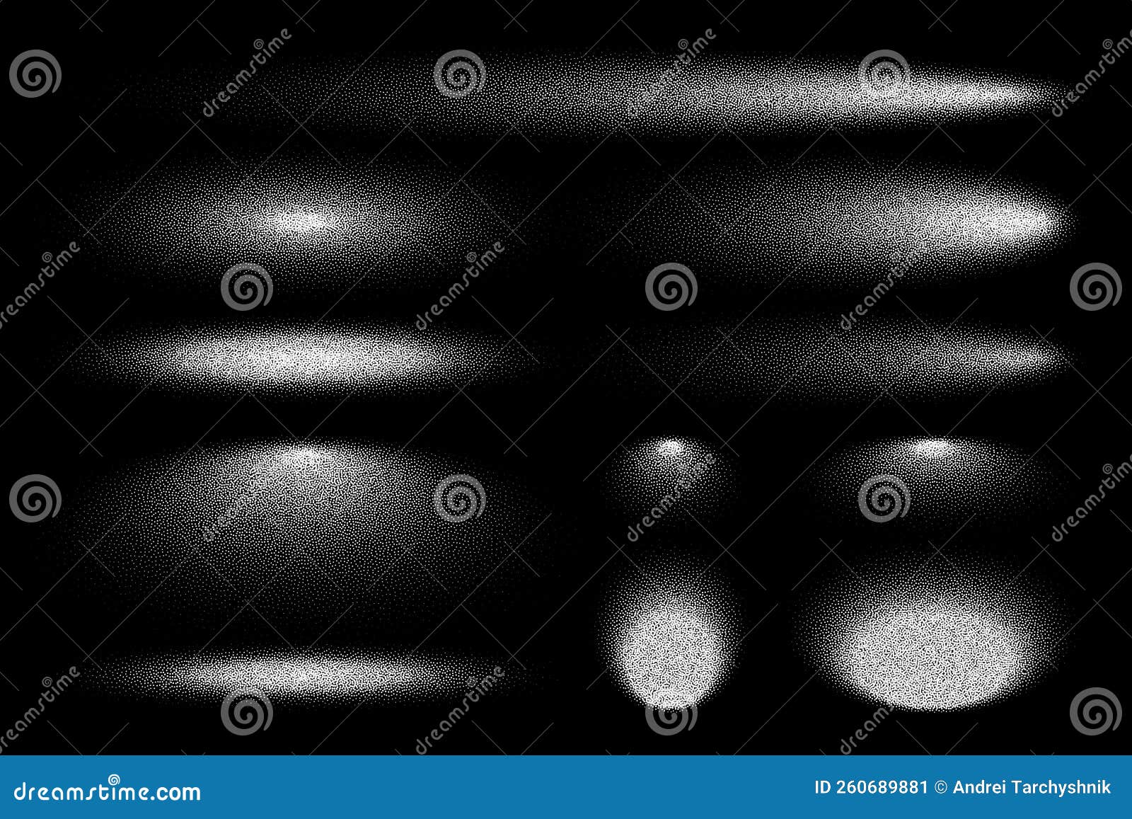 Stipple Shadows Set, Dotted Design Elements. Fading Gradient. Stippling ...