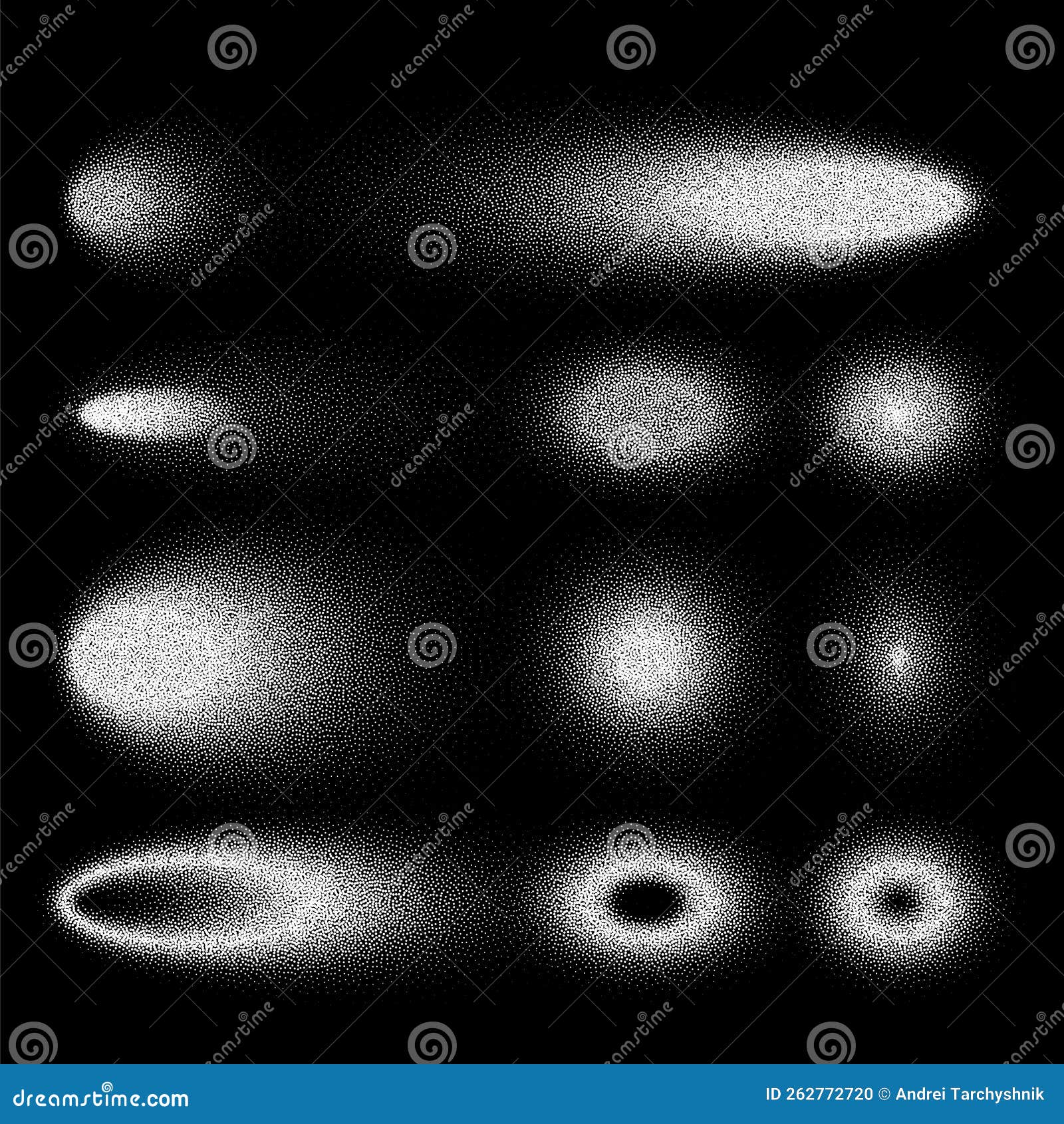 Stipple Shadows Set, Dotted Design Elements. Fading Gradient. Stippling ...