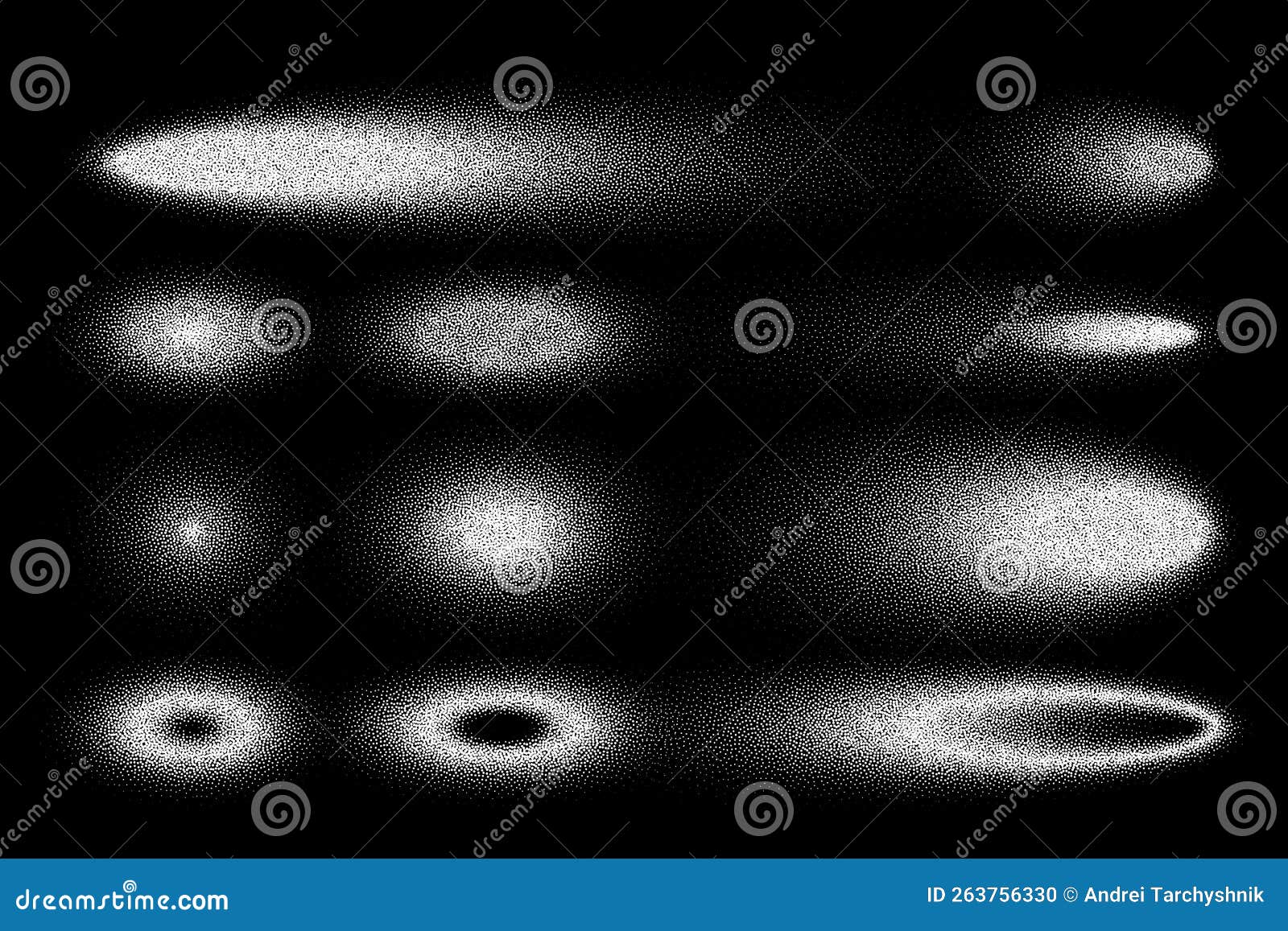 Stipple Shadows Set, Dotted Design Elements. Fading Gradient. Stippling ...