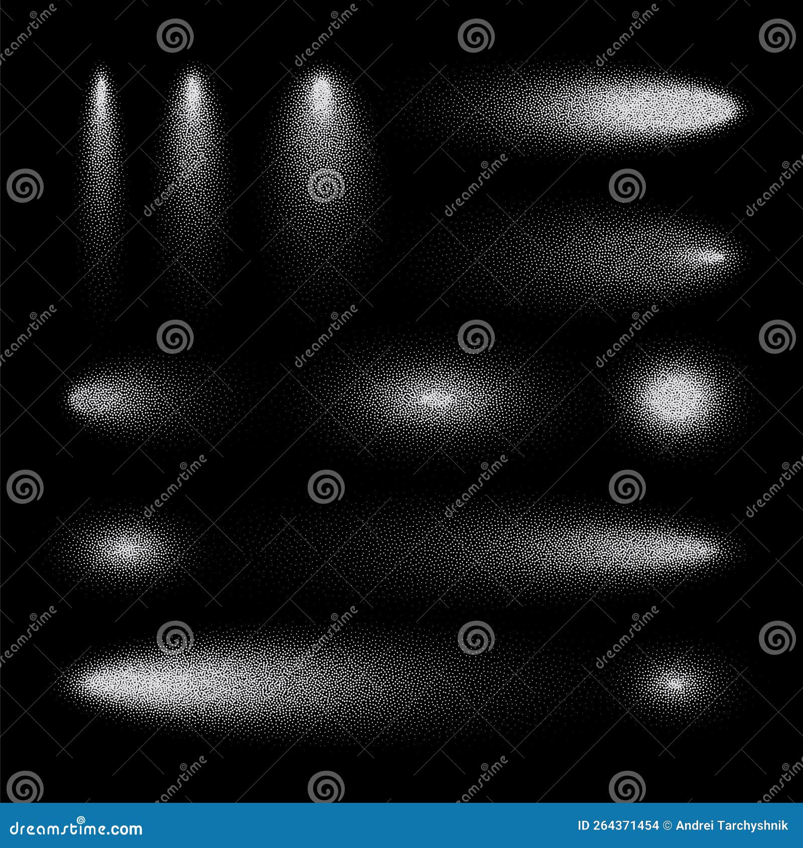 Stipple Shadows Set, Dotted Design Elements. Fading Gradient. Stippling ...