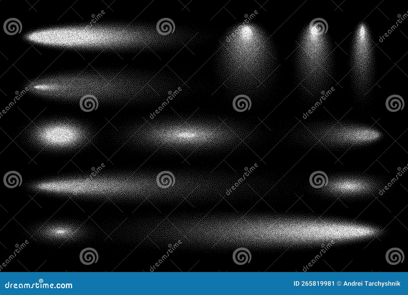 Stipple Shadows Set, Dotted Design Elements. Fading Gradient. Stippling ...