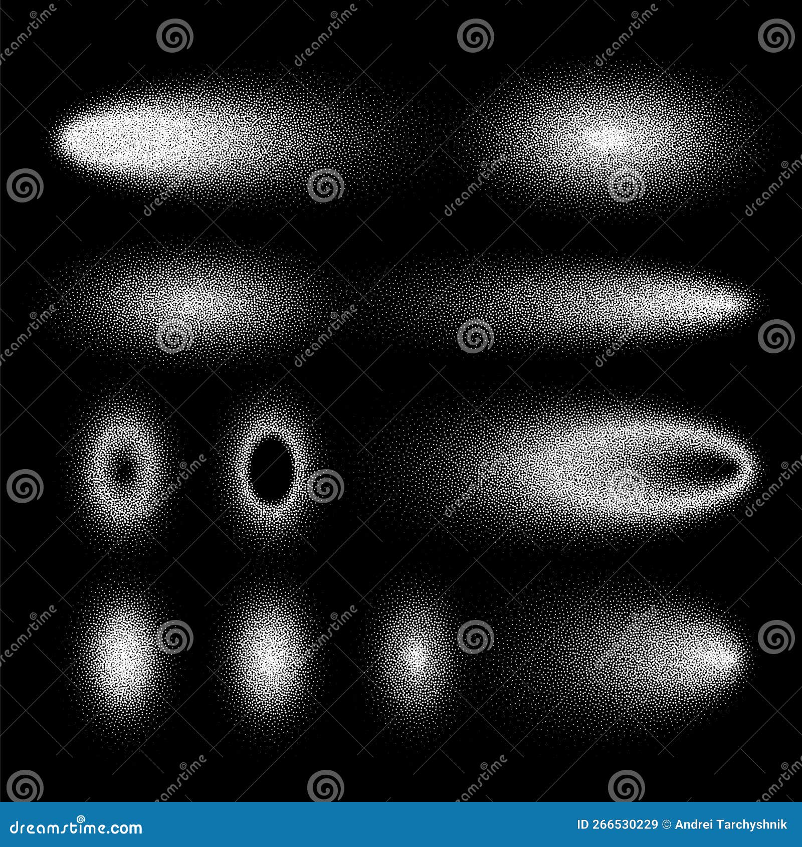 Stipple Shadows Set, Dotted Design Elements. Fading Gradient. Stippling ...