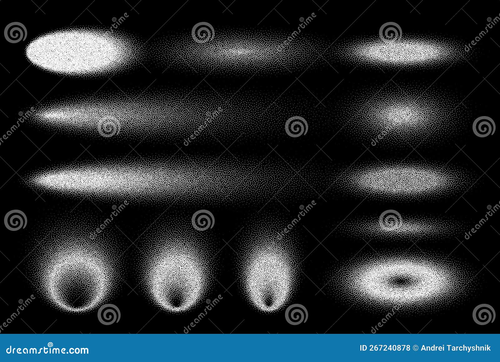 Stipple Shadows Set, Dotted Design Elements. Fading Gradient. Stippling ...