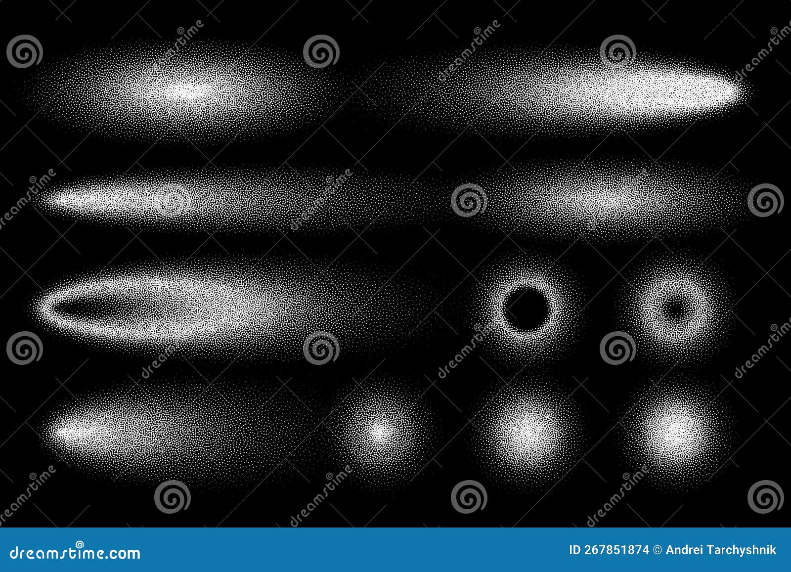 Stipple Shadows Set, Dotted Design Elements. Fading Gradient. Stippling ...