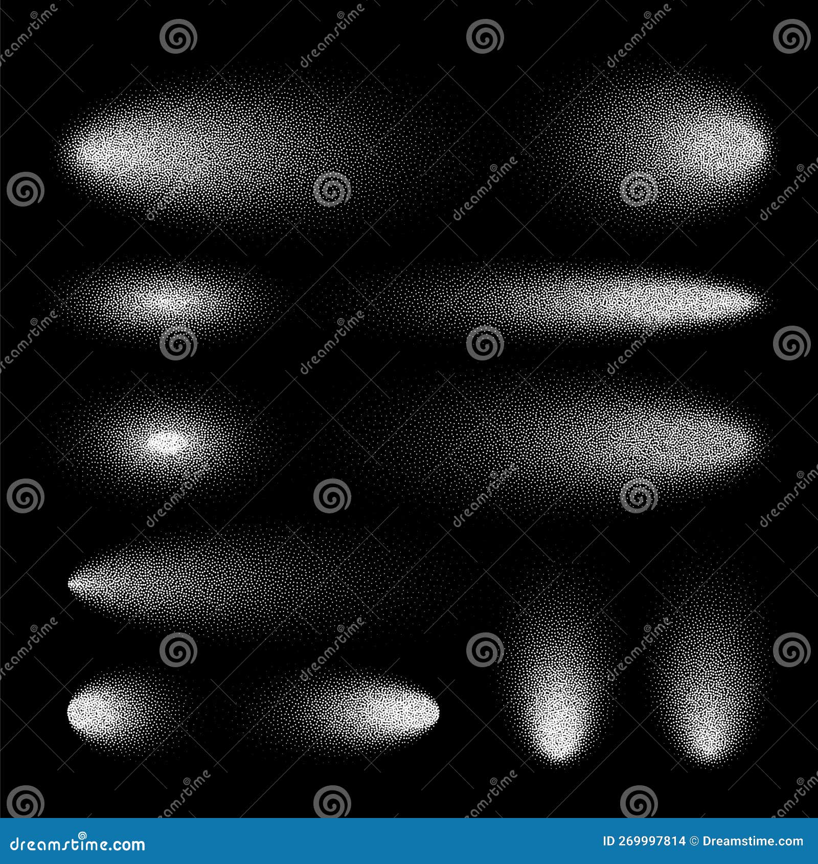 Stipple Shadows Set, Dotted Design Elements. Fading Gradient. Stippling ...