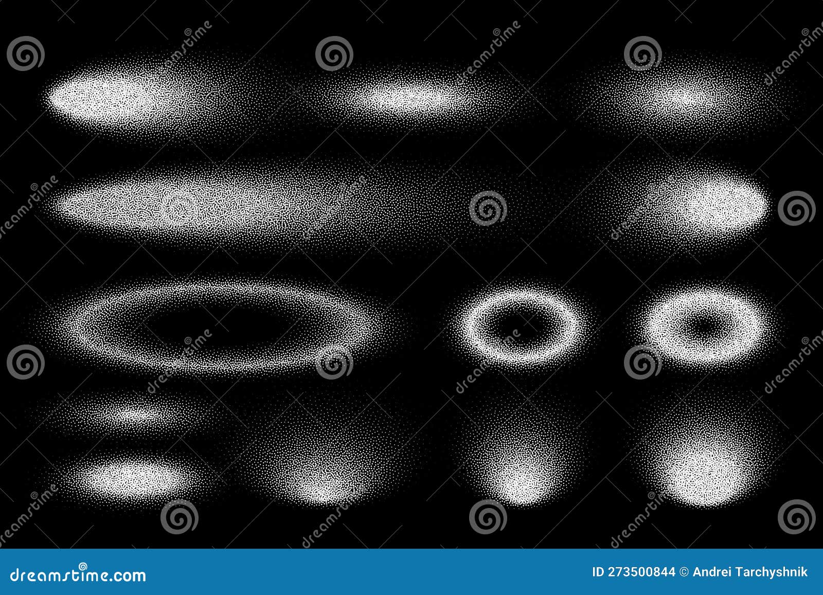 Stipple Shadows Set, Dotted Design Elements. Fading Gradient. Stippling ...