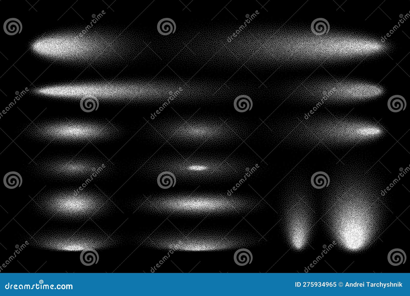 Stipple Shadows Set, Dotted Design Elements. Fading Gradient. Stippling ...