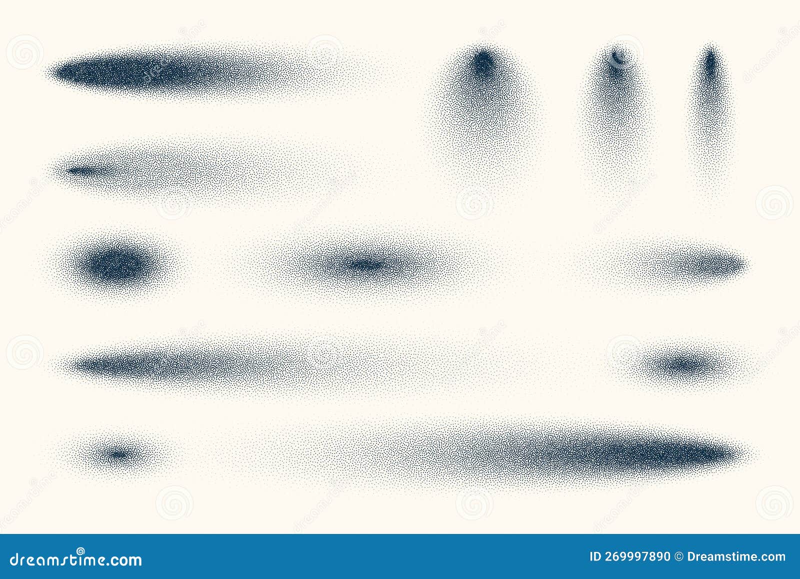 Stipple Shadows Set, Vintage Dotted Design Elements. Fading Gradient ...