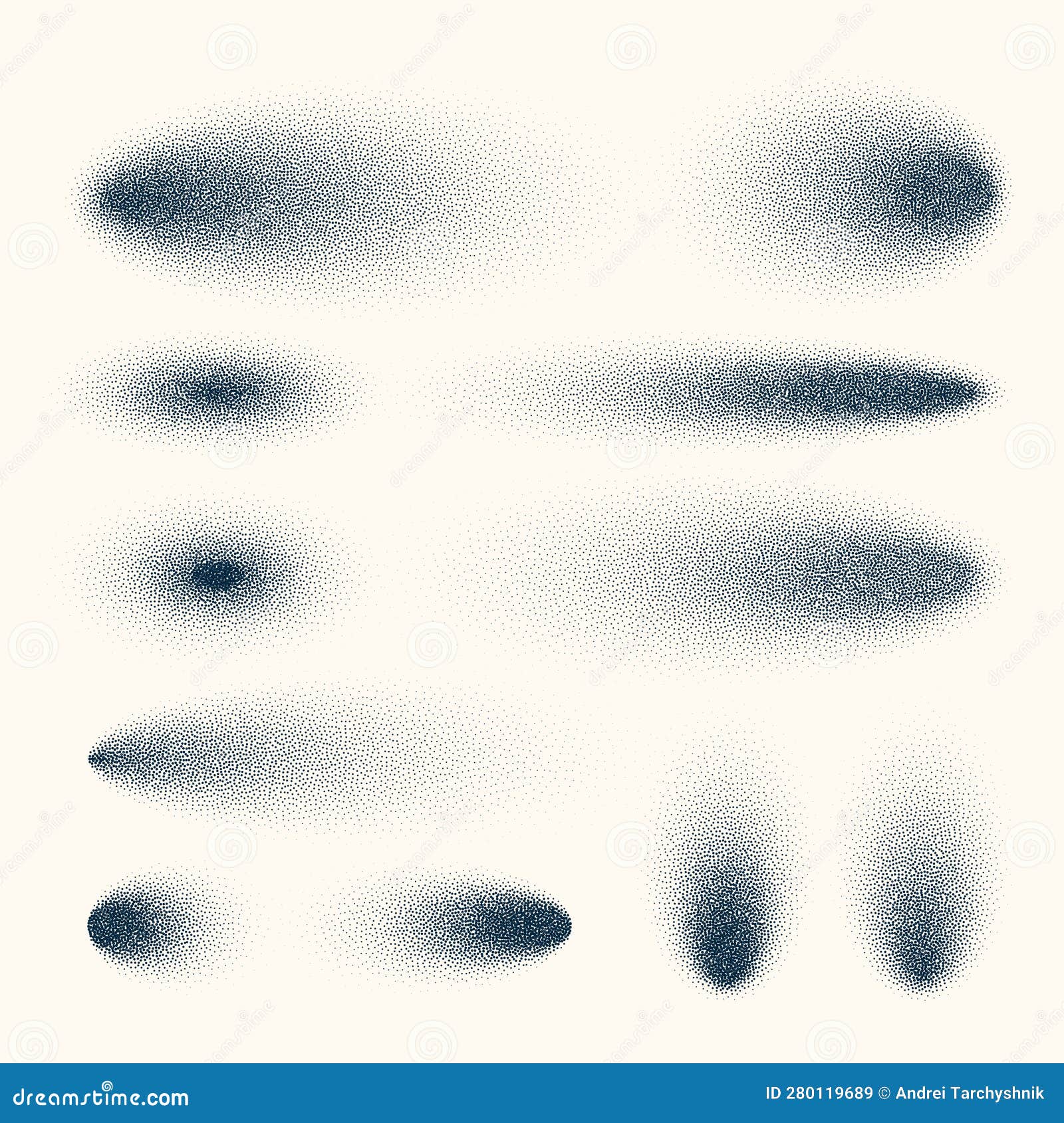 Stipple Shadows Set, Vintage Dotted Design Elements. Fading Gradient ...