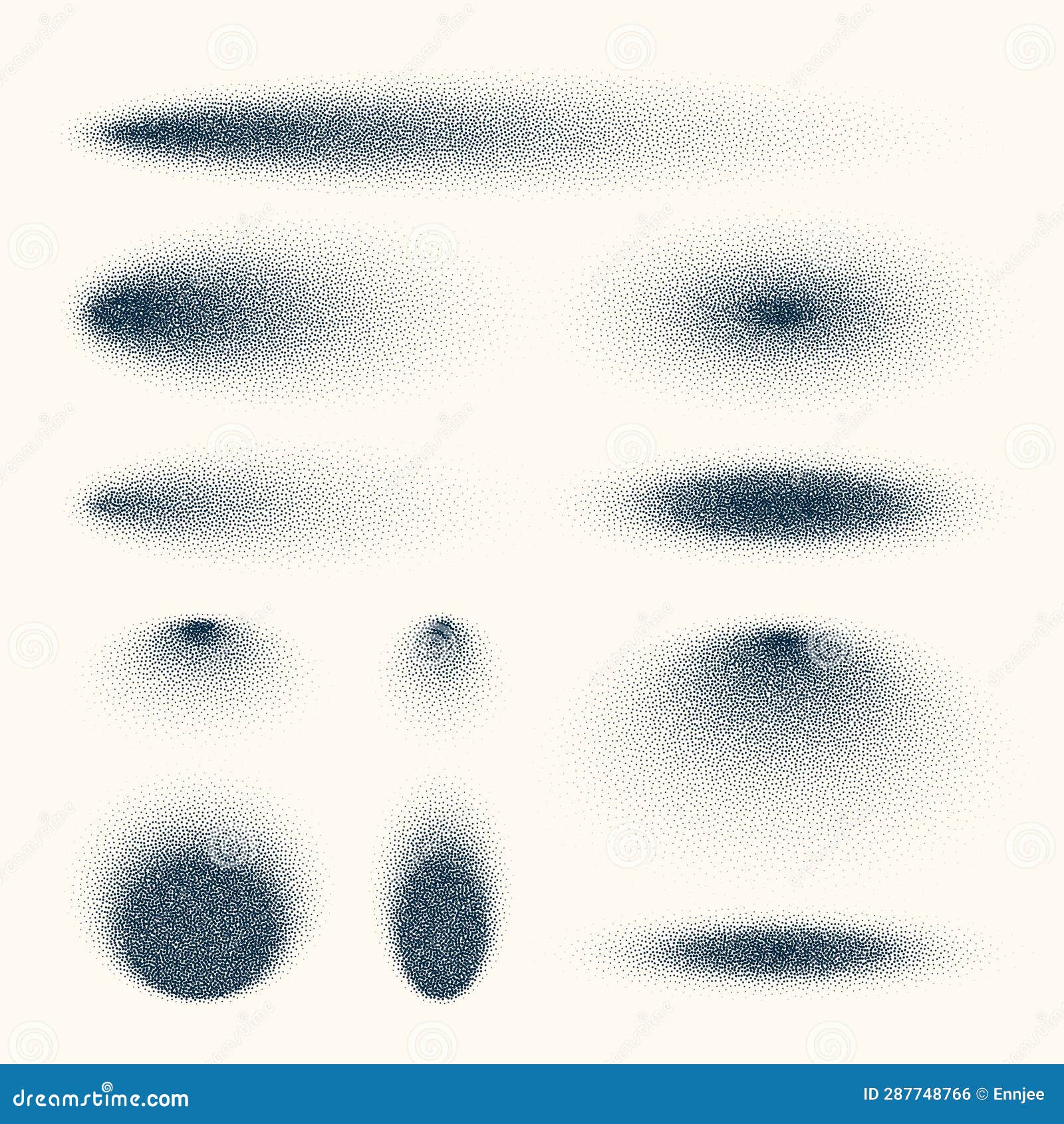 Stipple Shadows Set, Vintage Dotted Design Elements. Fading Gradient ...