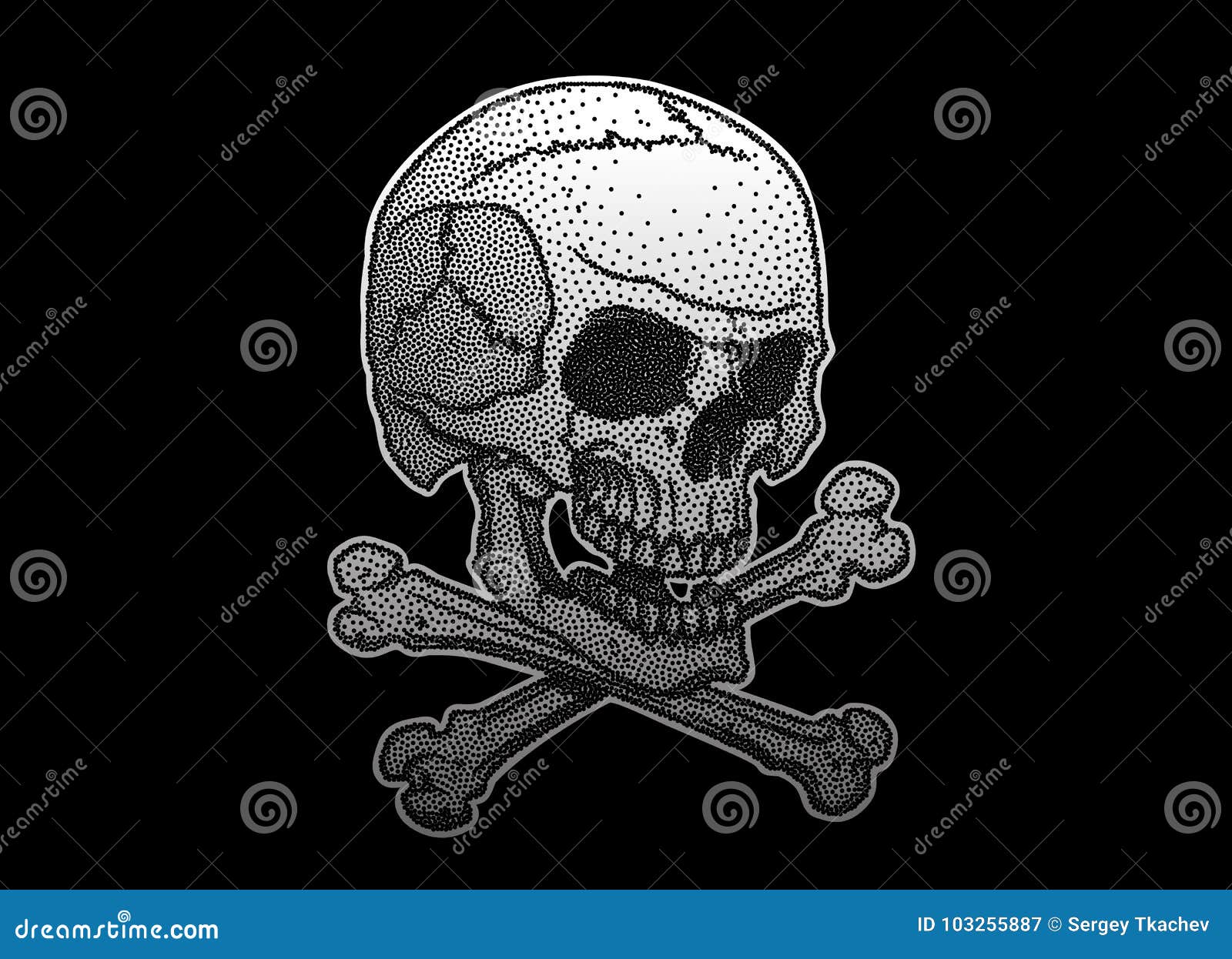Stipple Skull and Crossbones Stock Vector - Illustration of concepts ...
