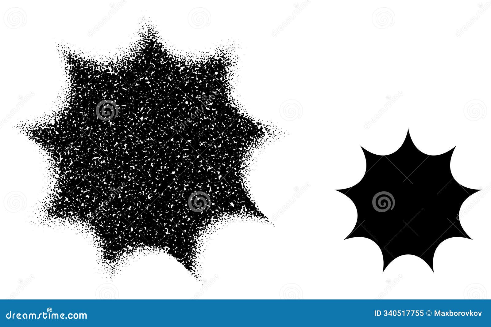 Stippled Burst Icon with Solid Black Spiked Shape Stock Illustration ...