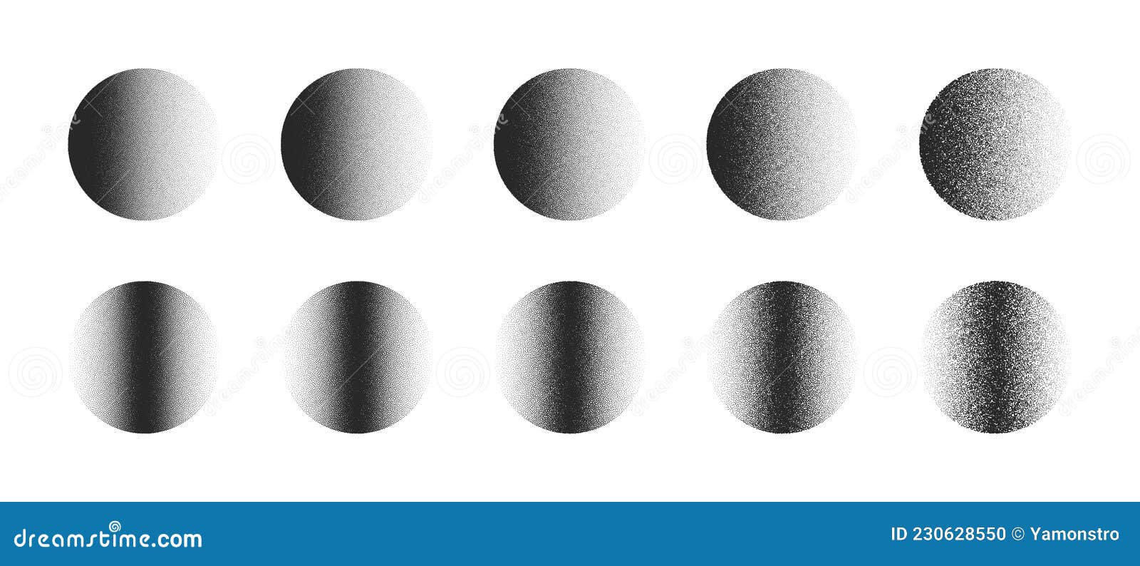 Stippled Circles in Different Variations Hand Drawn Dotwork Vector ...