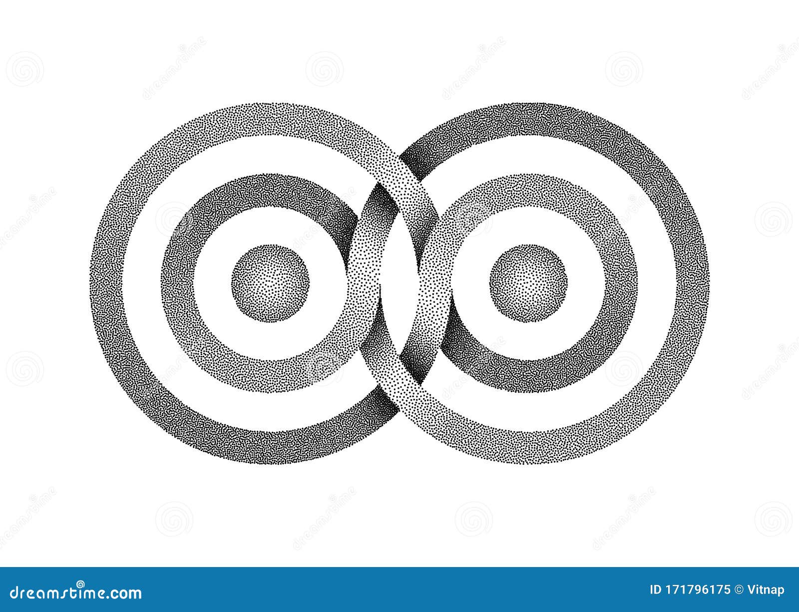 Stippled Infinity Symbol Made Of Interference Concentric Waves. Vector ...