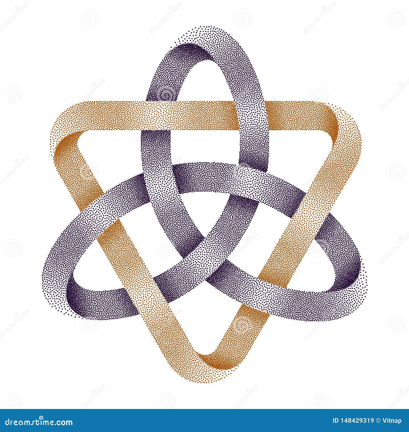 Stippled Knot Triquetra with Triangle Made of Mobius Strips. Vector ...