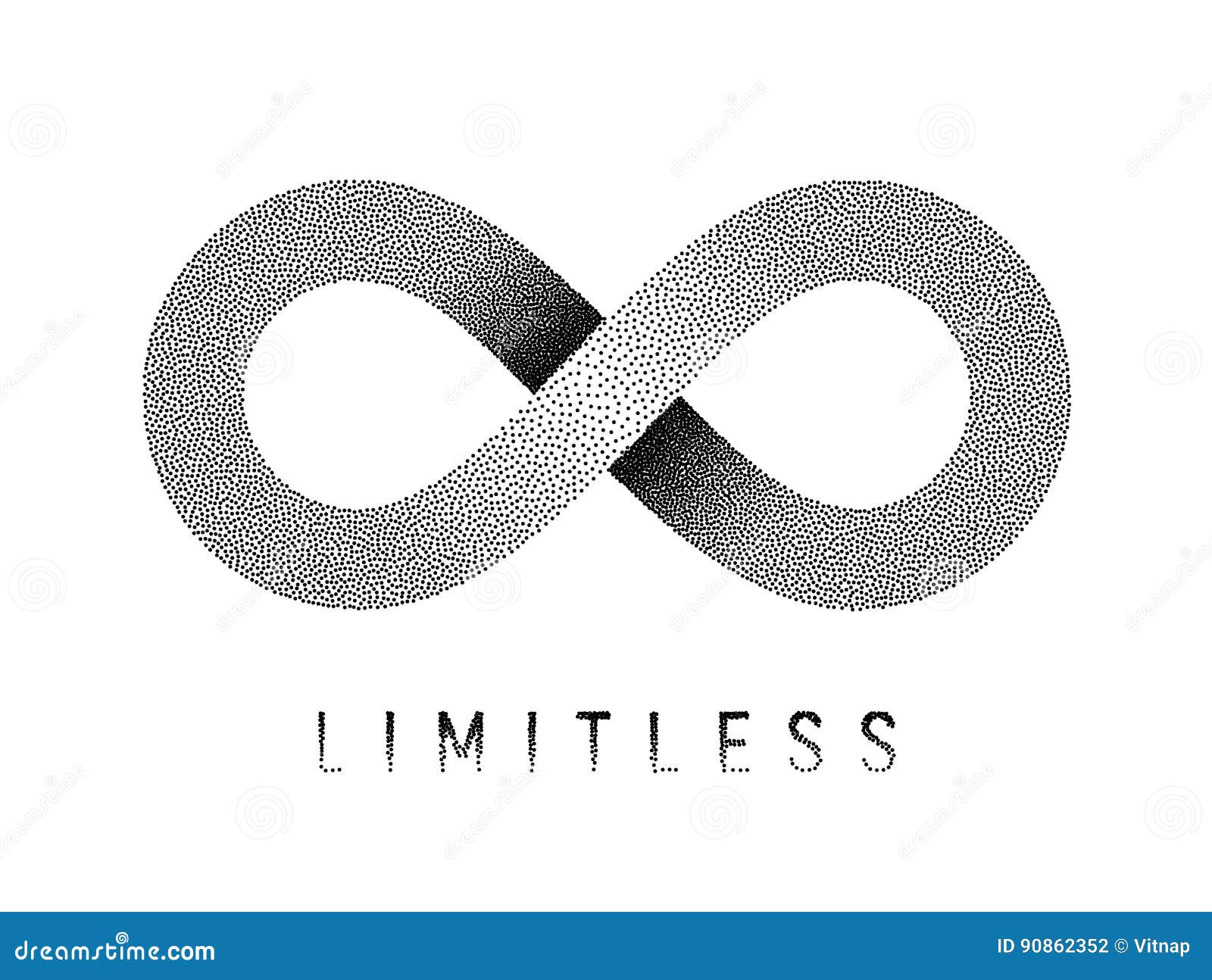 Stippled Limitless Sign Made Of Two Crossed Lines. Infinity Strip ...