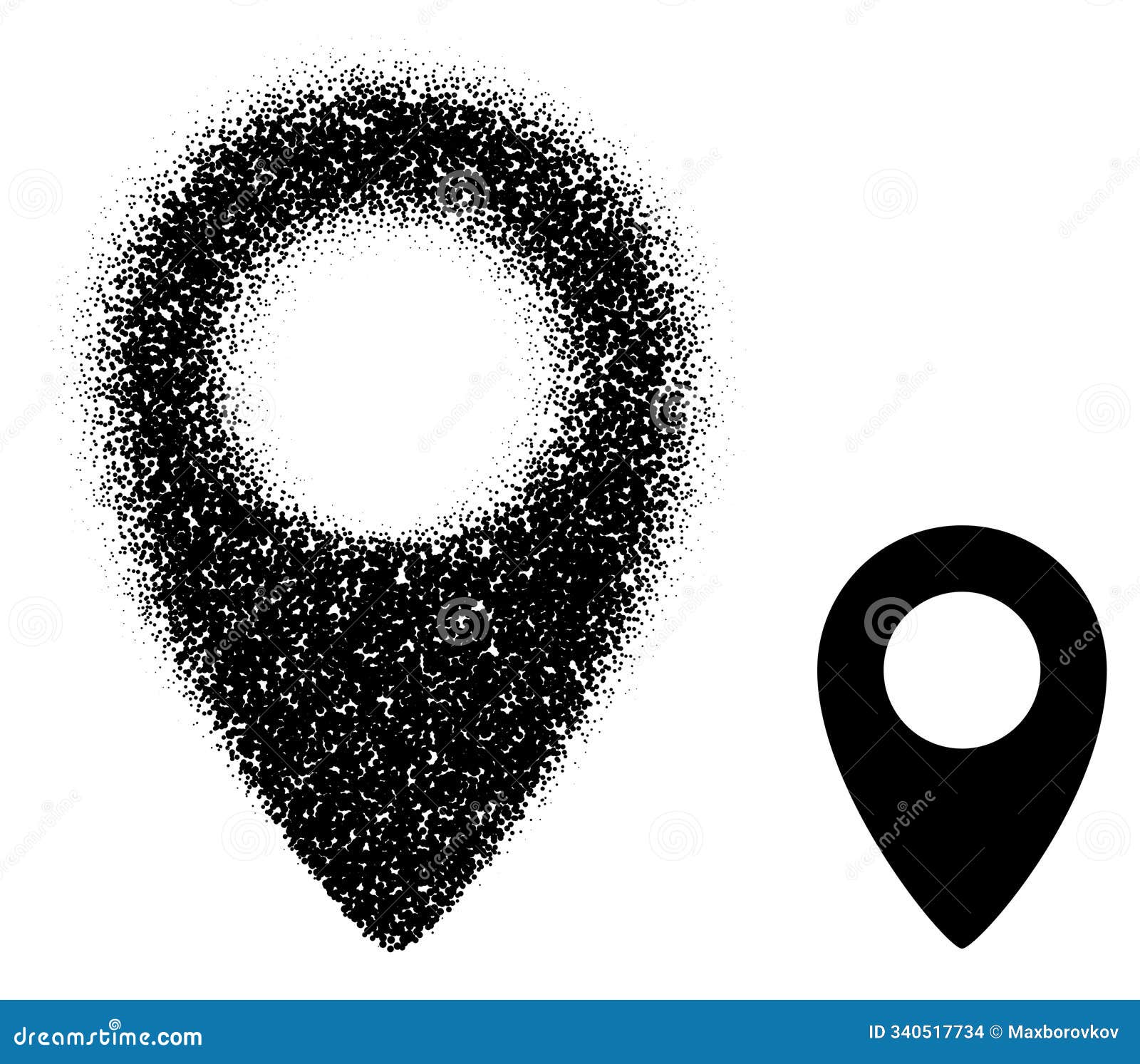 Stippled Map Pin Icon with Solid Black Version Stock Illustration ...