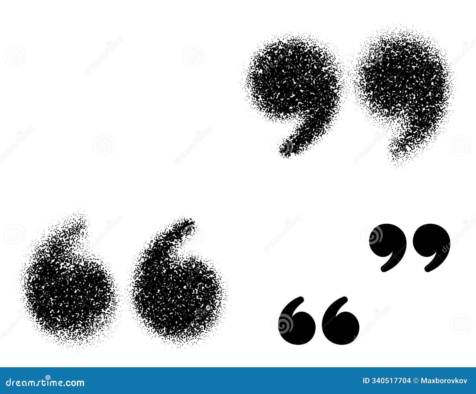 Stippled and Solid Quotation Mark Icons Stock Illustration ...