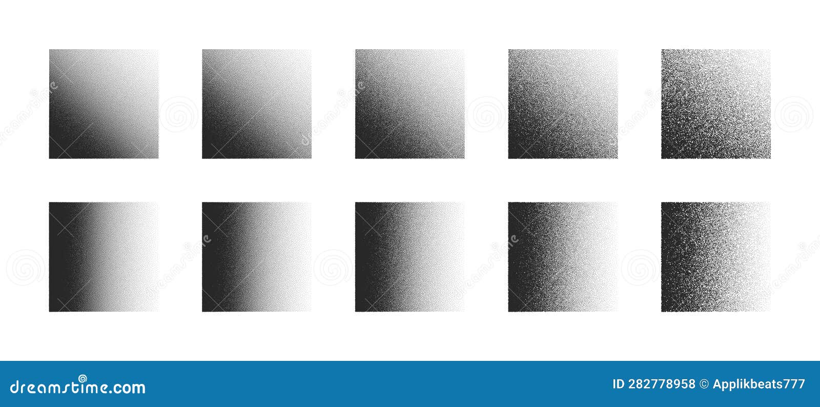 Stippled Square Hand Drawn Dotwork Abstract Shapes Set in Different ...