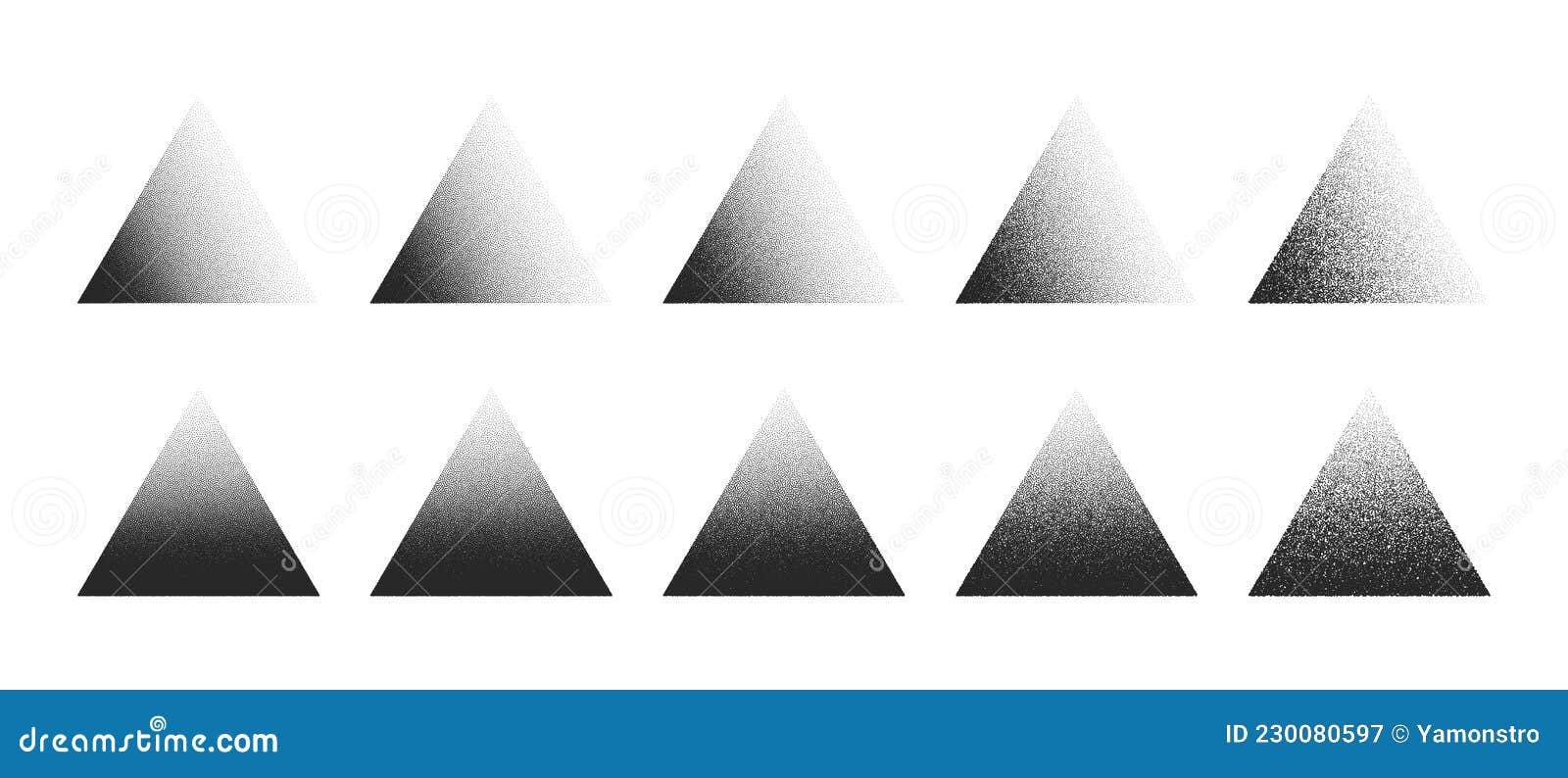 Stippled Triangle Hand Drawn Dotwork Vector Abstract Shapes Set in ...