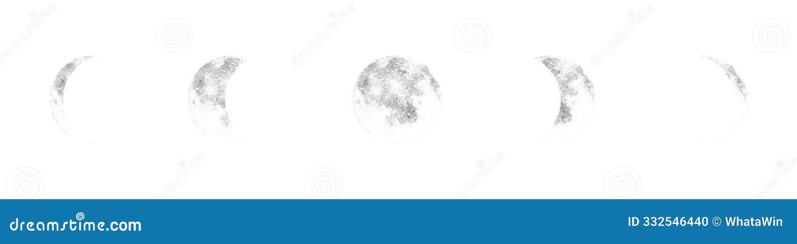 Stippling Moon Phases Vector Illustration Stock Illustration ...