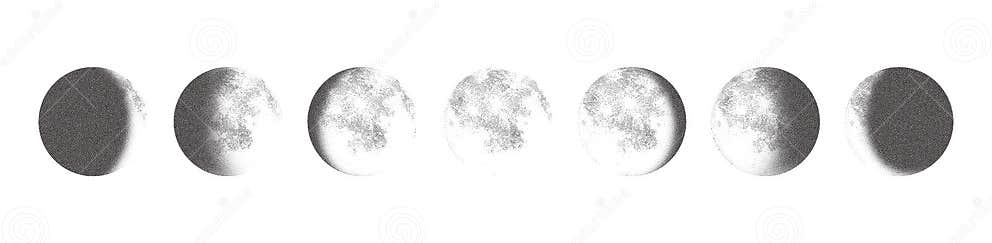 Stippling Moon Phases Vector Illustration Stock Vector - Illustration ...
