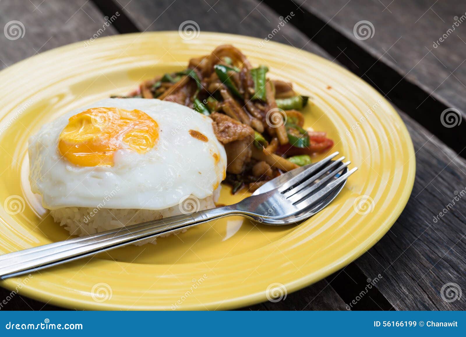 Stir Curry Rice with Fried Egg Stock Image - Image of dish, cooking ...