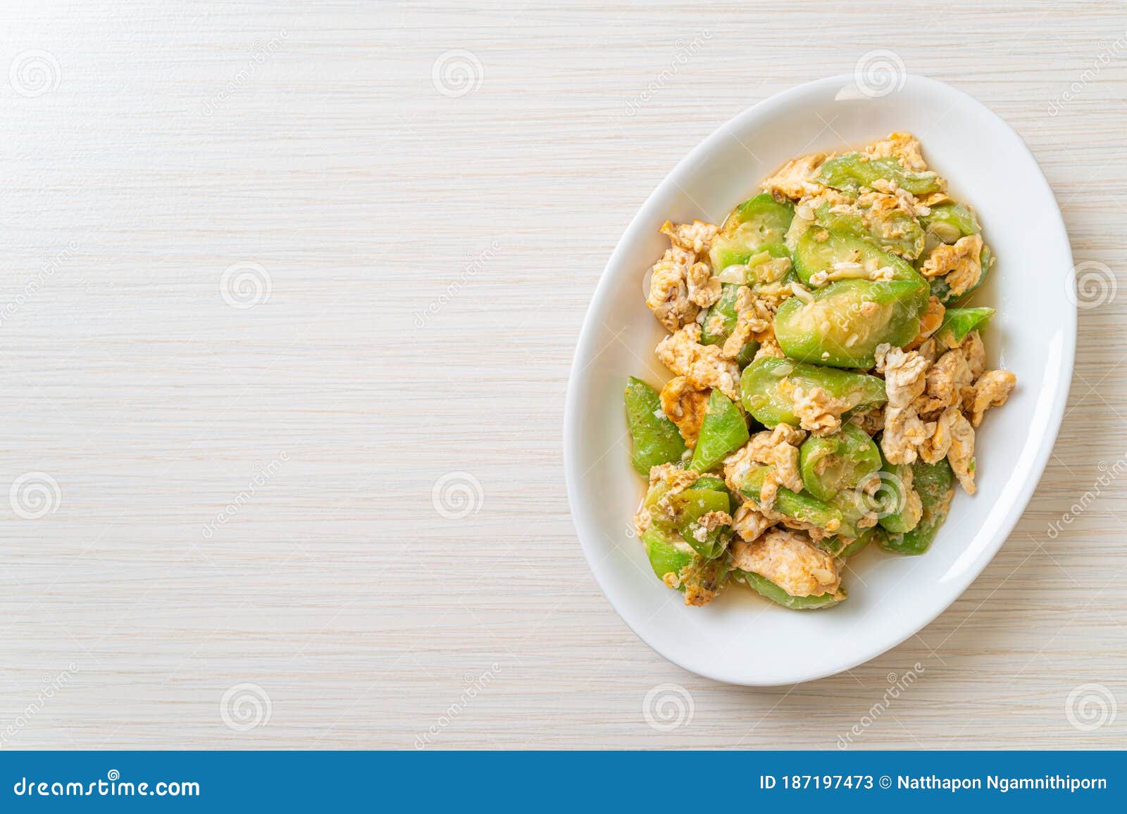 Stir Fried Angled Gourd with Egg Stock Image - Image of plate, stir ...